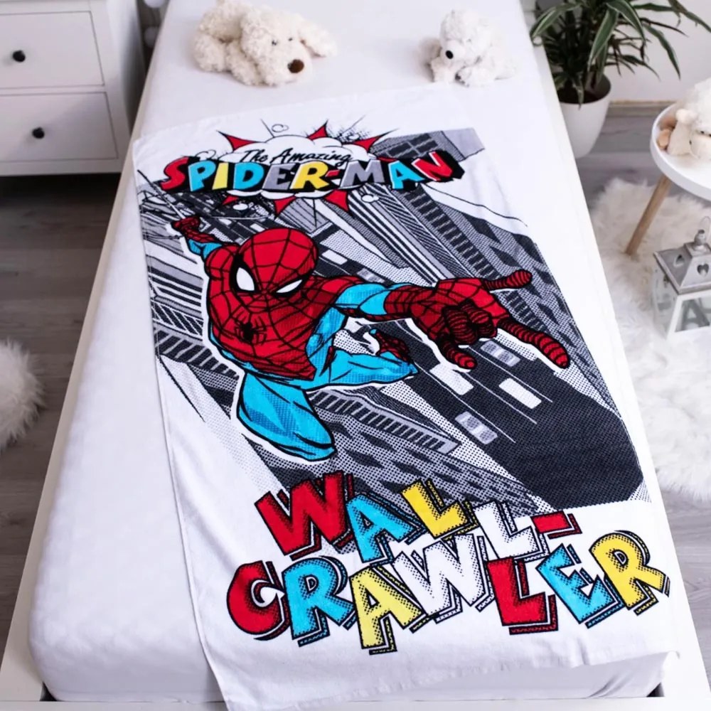 DĚTSKÝ BAVLNĚNÝ RUČNÍK SPIDERMAN 70X140 CM VZOROVANÝ