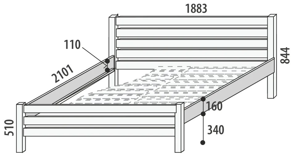 Postel Karla Senior Domestav č.156 Materiál: Smrk, Povrchová úprava: Přírodní provedení, Specifikace: 180x200