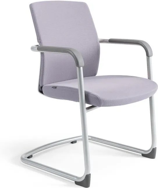 Jednací židle čalouněná, bílý plast, šedá 206 - JCON WHITE