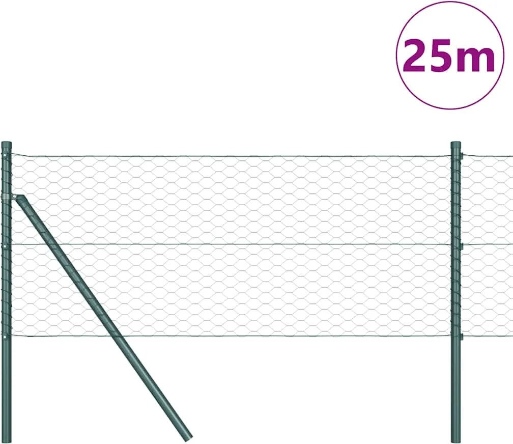 Hexagonální kotvení plotu 25 x 0,6 m Ocel potažená PVC Zelená 3352666