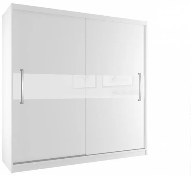 Designová šatní skříň s posuvnými dveřmi šířka 200 cm bílý korpus 01