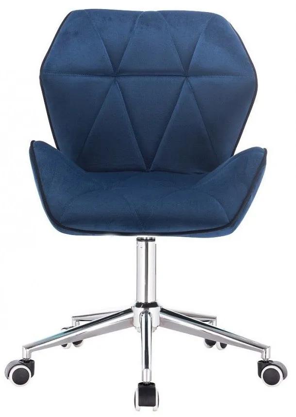LuxuryForm Židle MILANO MAX VELUR na stříbrné podstavě s kolečky - modrá