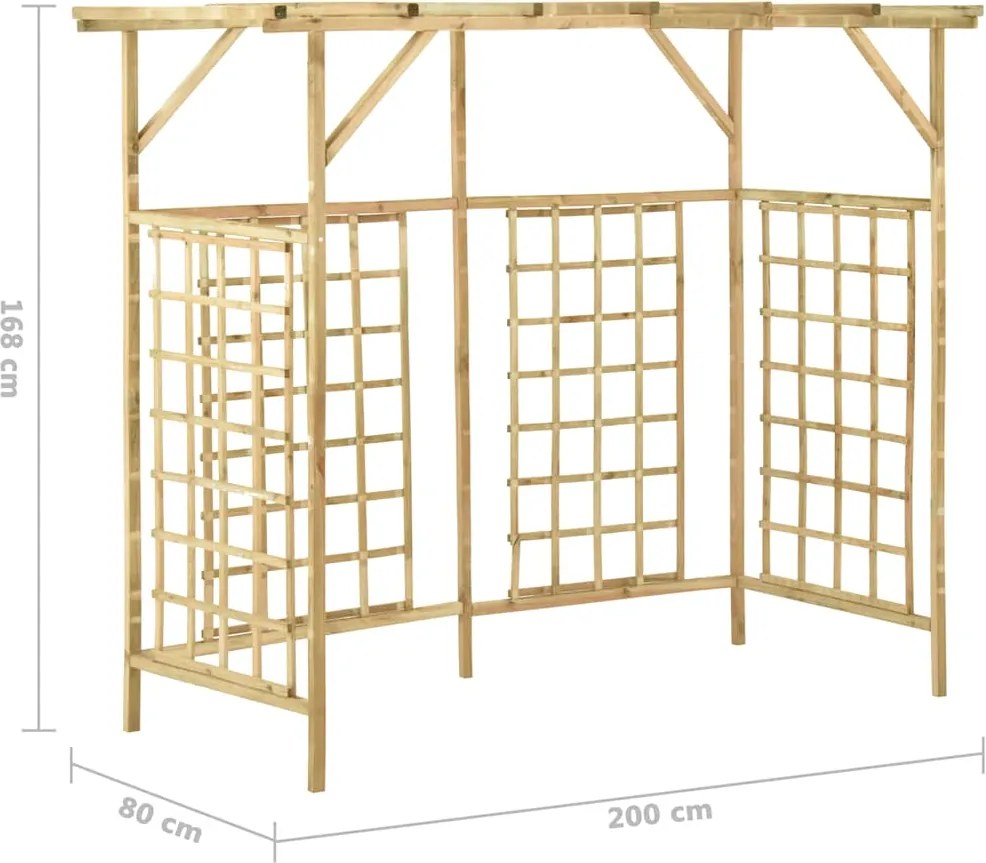 Zahradní pergola pro tři popelnice impregnované borové dřevo 316064
