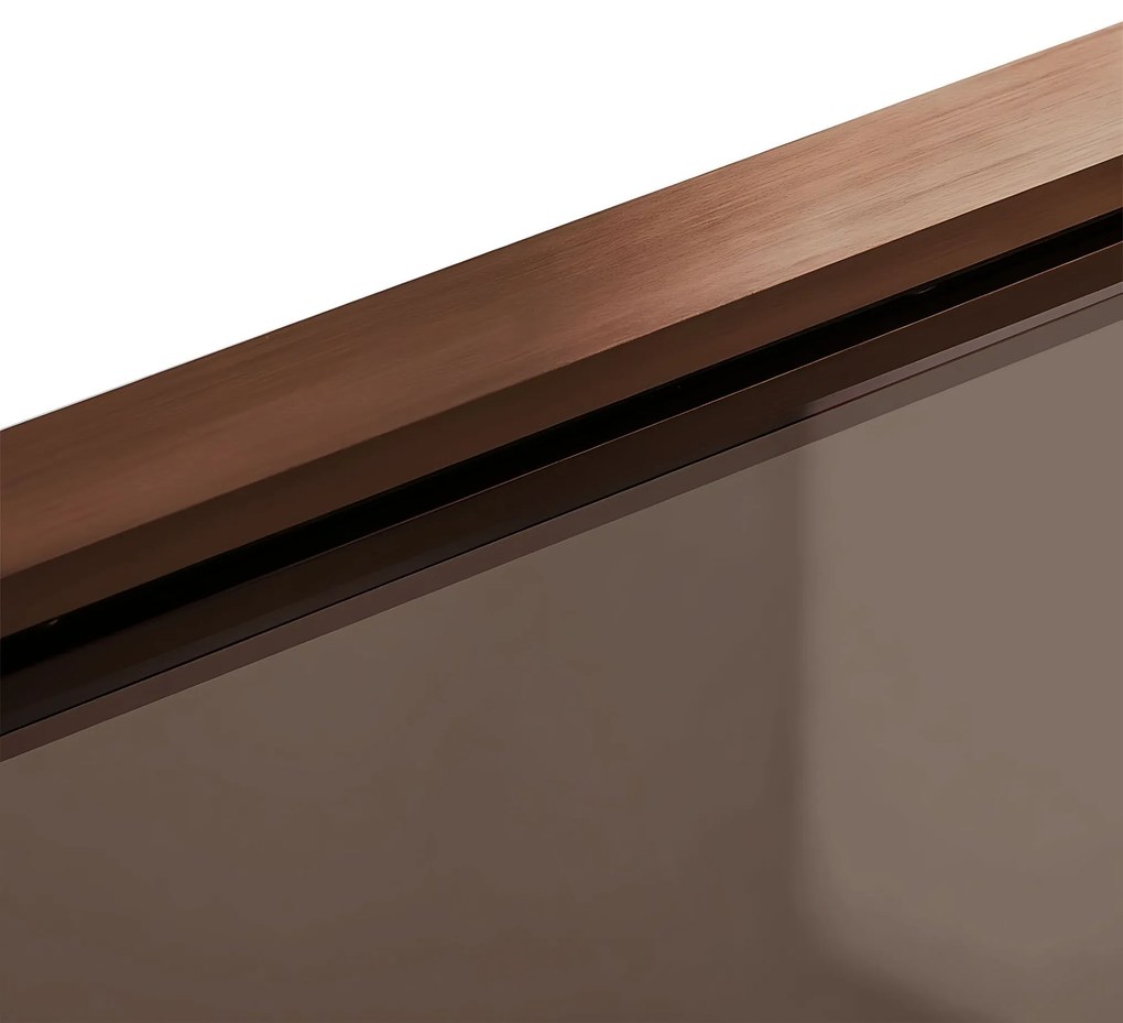 Vanová zástěna REA ELEGANT 80 cm, kartáčovaná měď/hnědá kouřová