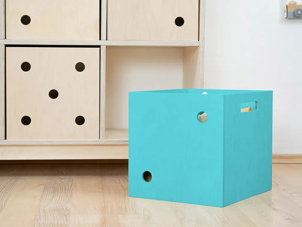 Benlemi Dřevěný úložný box DICE s čísly ve stylu hrací kostky Zvolte barvu: Nelakovaná, Zvolte variantu: Čtyřka