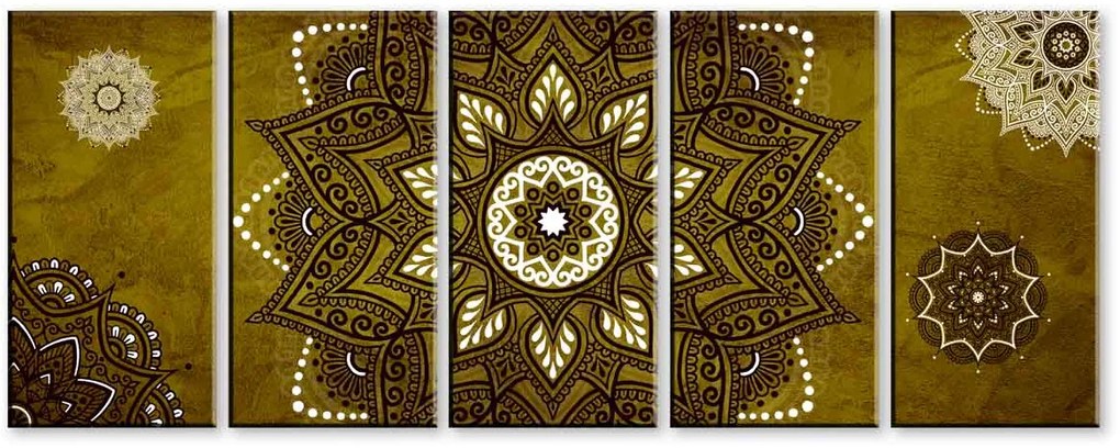 Pětidílný obraz mandala Gold Velikost (šířka x výška): 150x60 cm