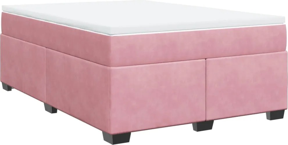 Box spring postel s matrací růžová 140x200 cm samet 3285292