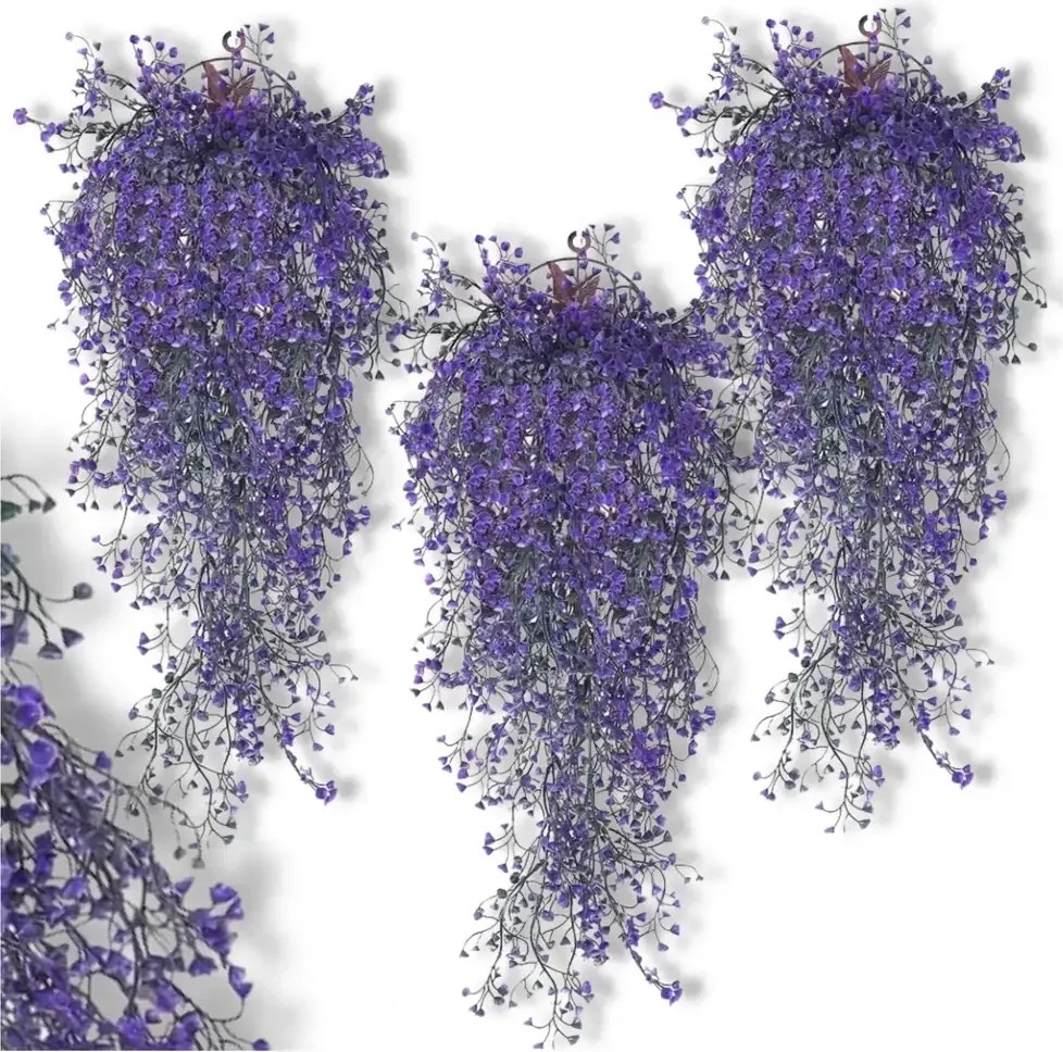 Camerazar Visící dekorační umělé květiny, 3 kusy, fialové popínavé vrby