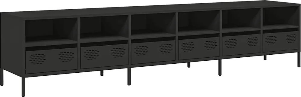 TV skříňka černá 202x39x43,5 cm ocel válcovaná za studena 3307155