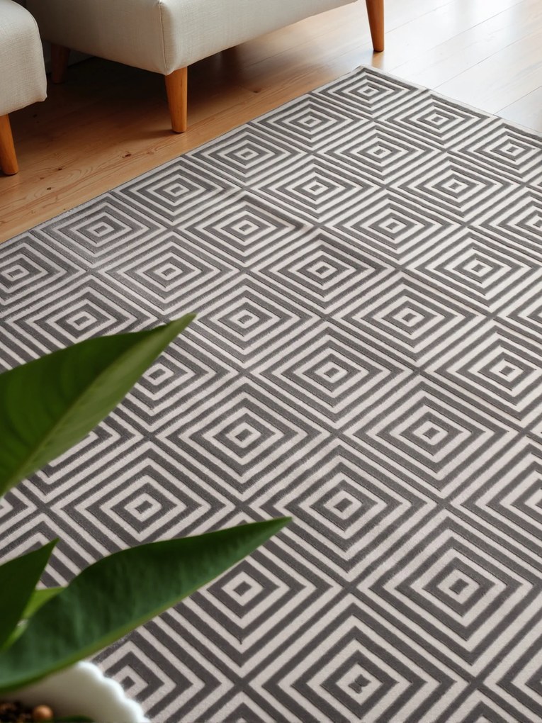 ELLE Decoration, Kusový koberec Perles 106185 White Grey z kolekce Elle, 160x235, šedá, ložnice