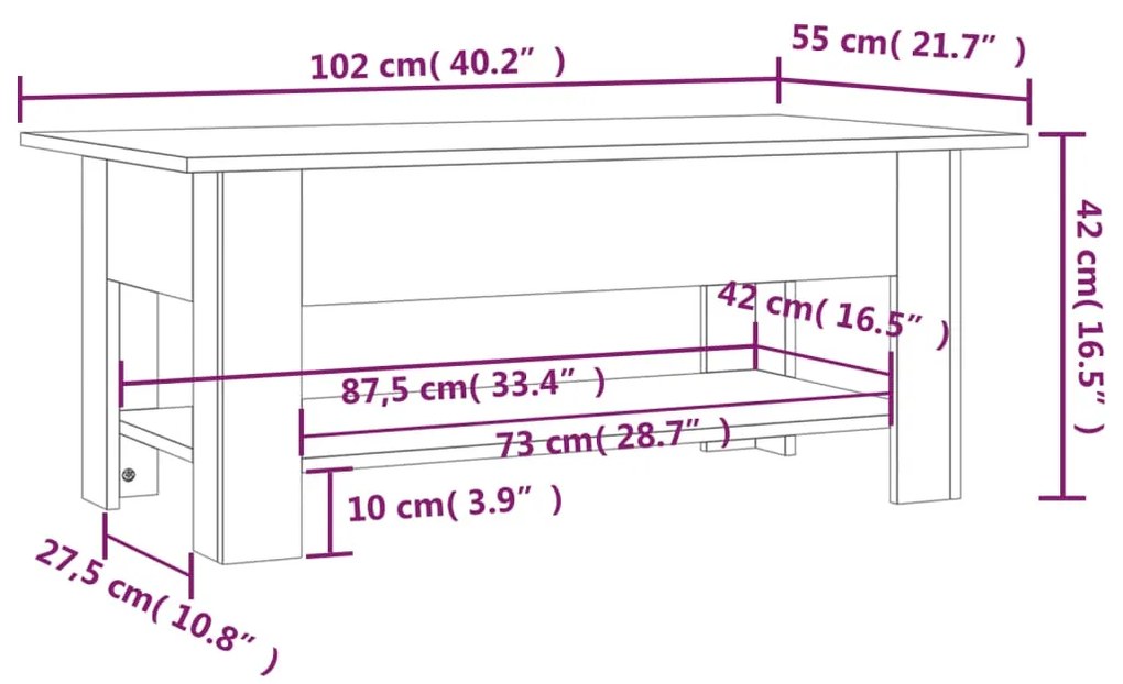 Konferenční stolek černý 102 x 55 x 42 cm kompozitní dřevo