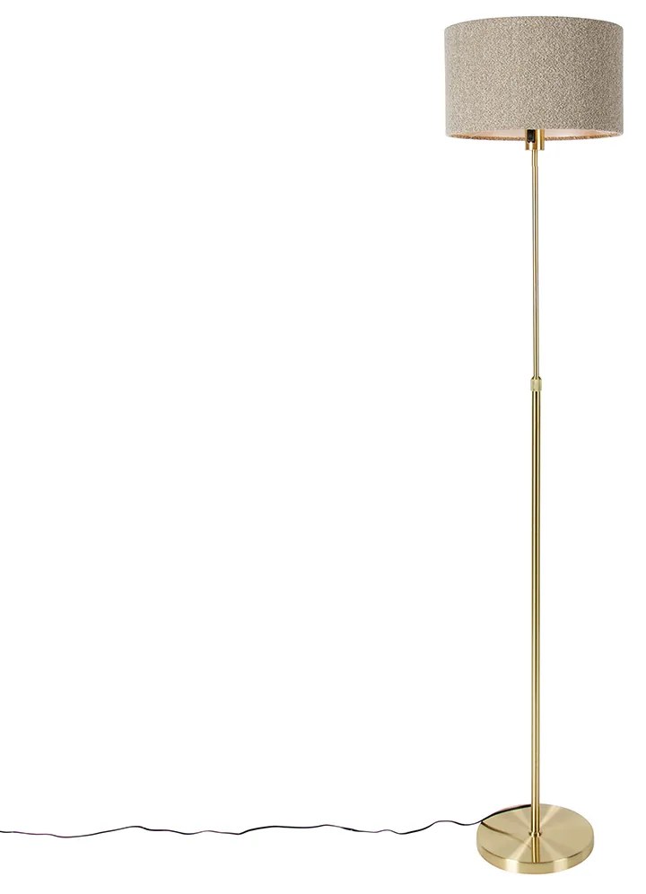 Stojací lampa nastavitelná zlatá s boucle stínidlo taupe 35 cm - Parte