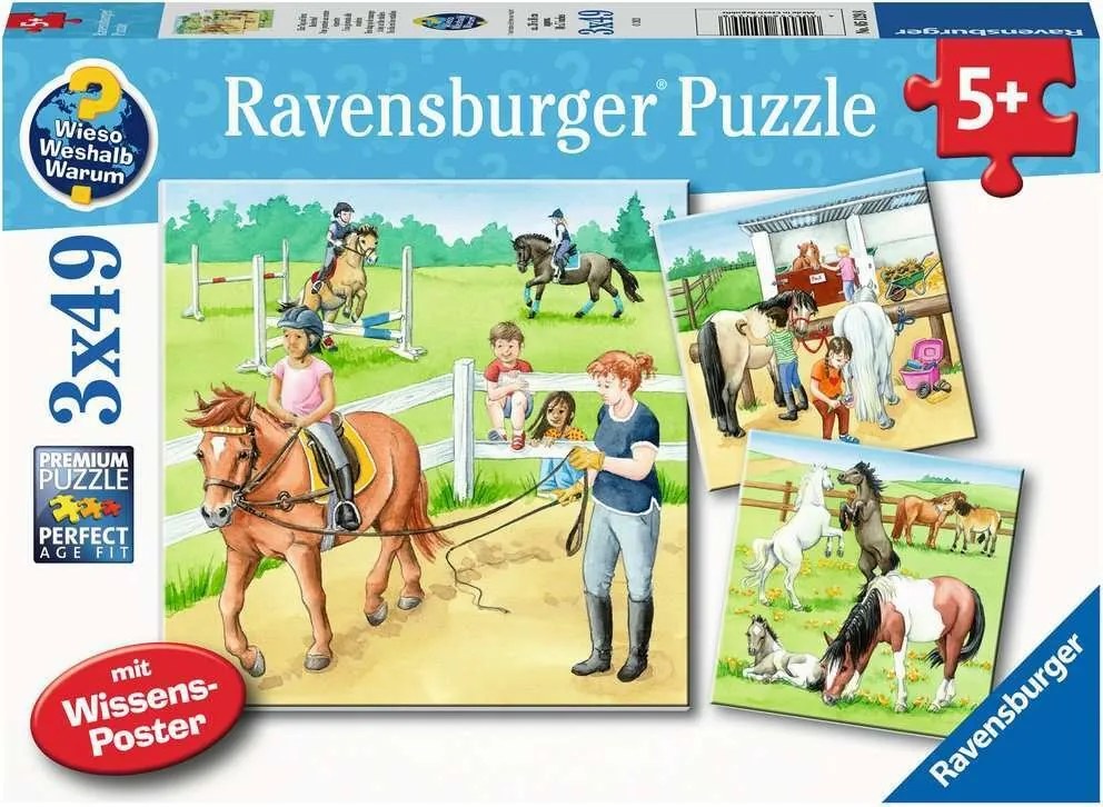 Puzzle ravensburger 051298 koně 3x49 dílků