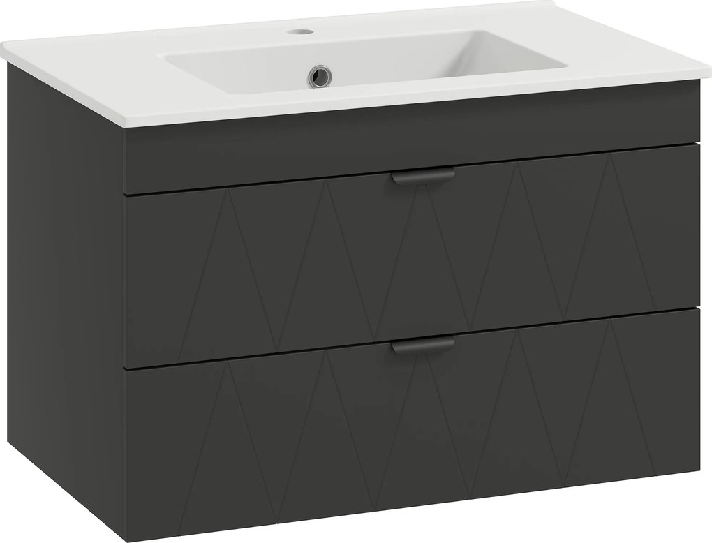 HOMCOM Skříňka pod umyvadlo závěsná skříňka s keramickým umyvadlem zásuvky se soft-close černá