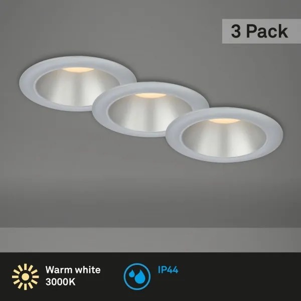 Briloner 7041-034-SADA 3x LED Koupelnové podh. svítidlo LED/4,9W/230V stříbrná