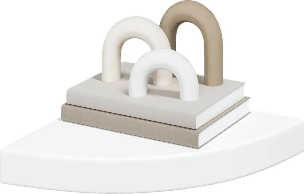 Plovoucí rohové police 4 ks bílé 25 x 25 x 3,8 cm MDF 323897