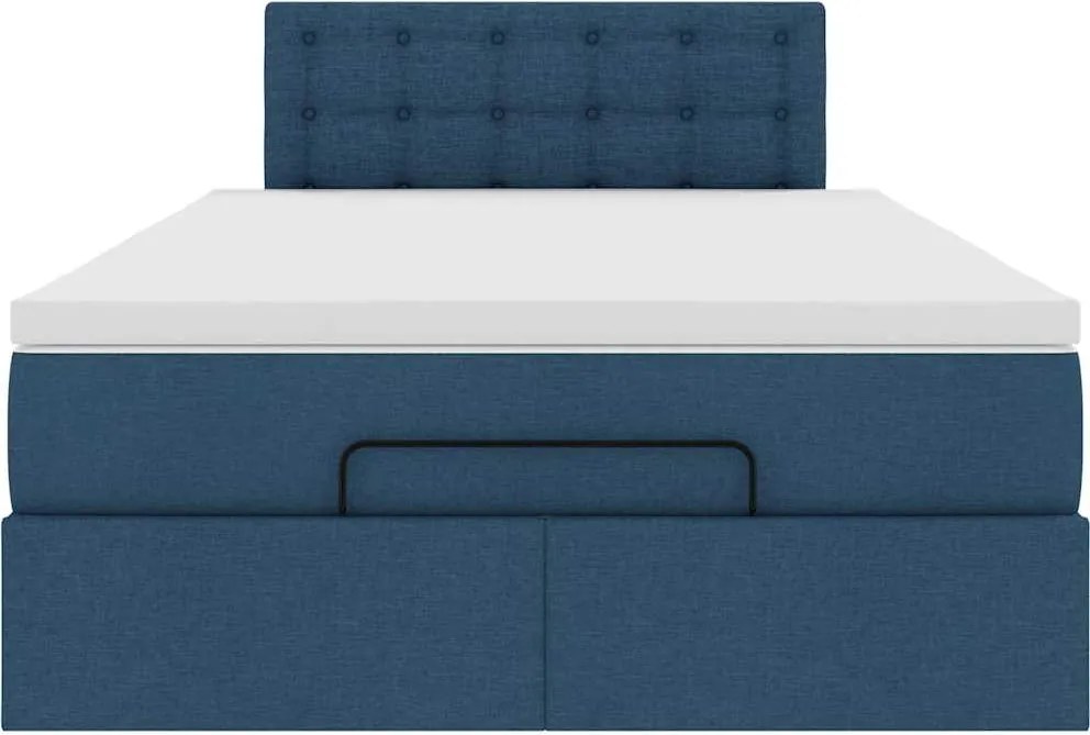 Osmanský rám postele s matrací modrá 120x190cm textil 3311614