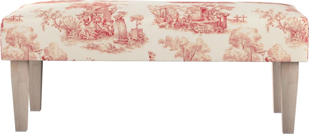 Dlouhá lavička 100x40cm barva červená látka vzorované