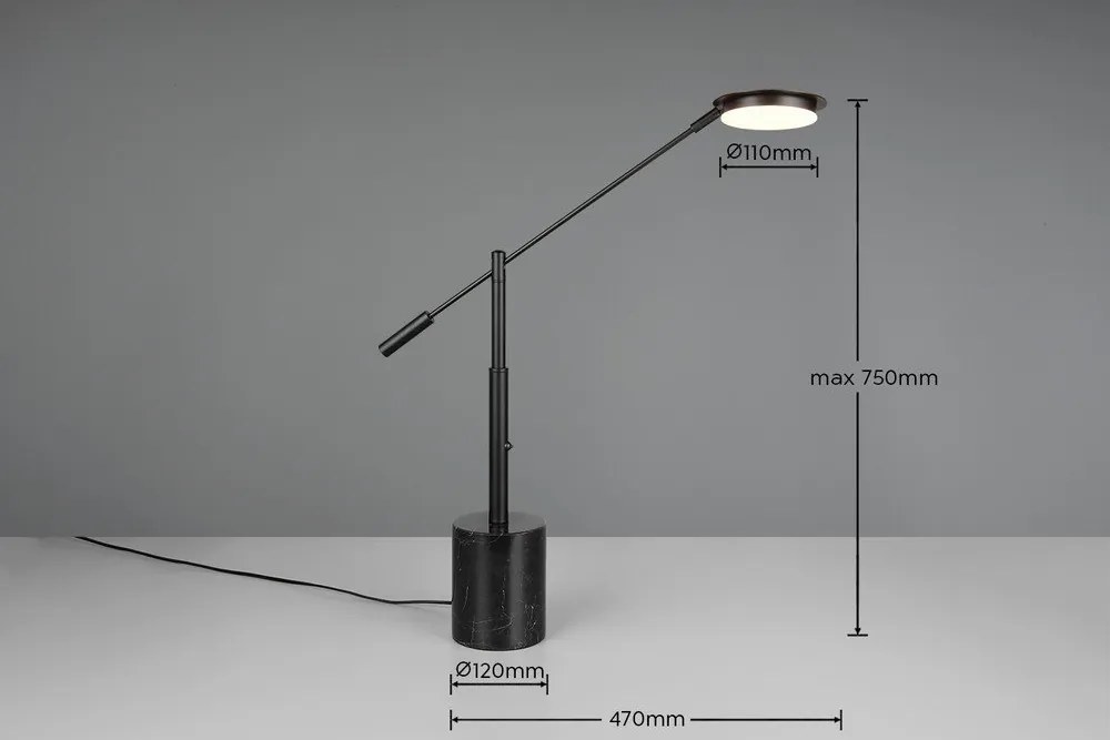 Černá LED stolní lampa (výška 65 cm) Fiore – Trio Select