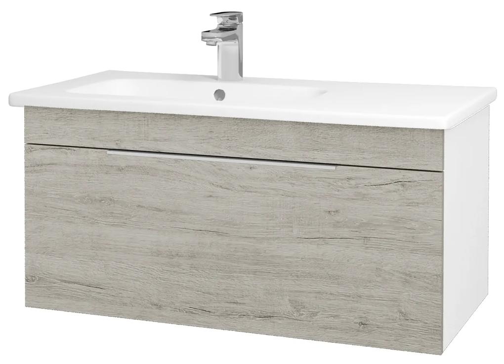 Dřevojas Koupelnová skříň ASTON SZZ 90 Varianta: N01 Bílá lesk / Úchytka T01 / D01 Beton