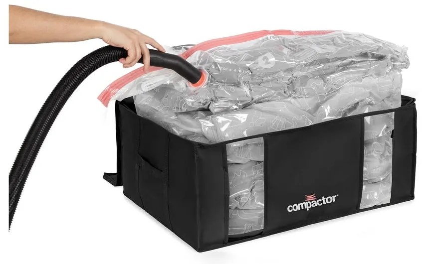 Černé vakuové plastové úložné boxy v sadě 3 ks 65x45x27 cm Black Edition – Compactor