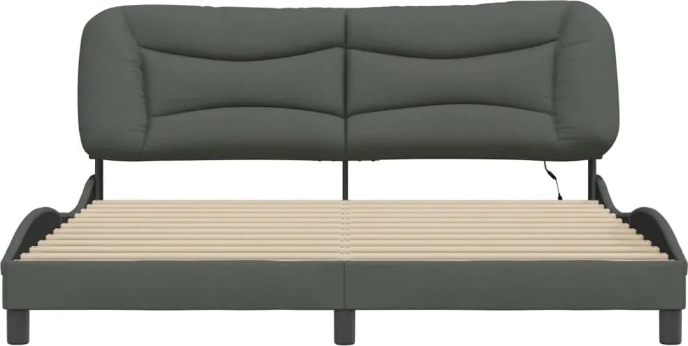 Rám postele s LED bez matrace Hvar Tmavě šedá 180x200 cm Látka 3213719
