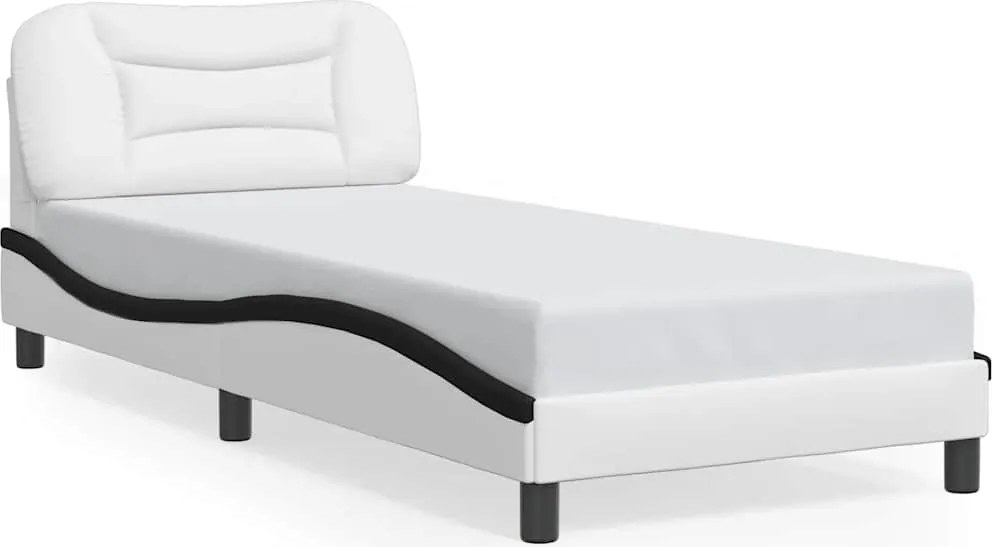Rám postele bez matrace Hvar bílý a černý 80 x 200 cm umělá kůže 3207966