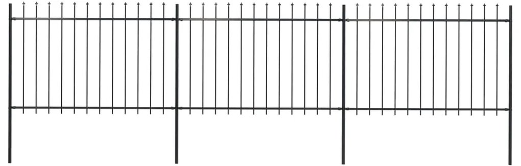 vidaXL Marketos Zahradní plot s kopím nahoře ocelový 537 x 120 cm černý