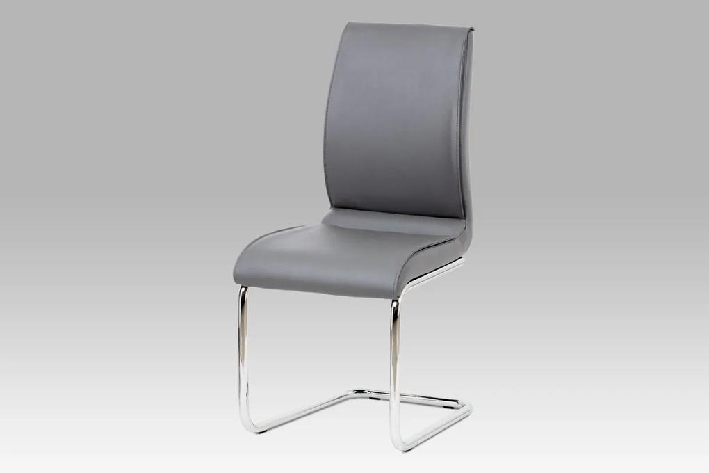 Artium Jídelní židle koženka šedá / chrom - DCH-575 GREY