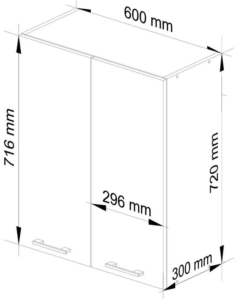 Závěsná kuchyňská skříňka Olivie W 60 cm grafit/bílá