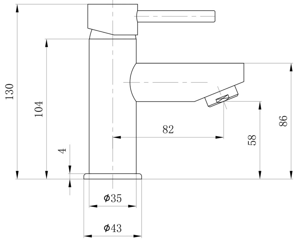 Sapho, SMALL stojánková umyvadlová baterie bez výpusti, 130 mm, chrom, SM09