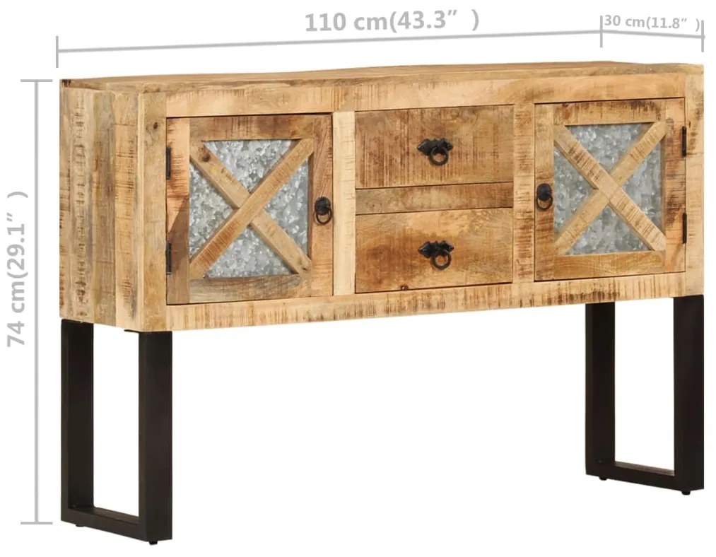 vidaXL Marketos Příborník 110 x 30 x 74 cm hrubé mangovníkové dřevo