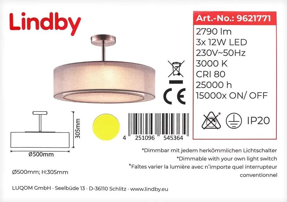 Lindby | Lindby - LED Stmívatelný lustr na tyči PIKKA 3xLED/12W/230V | LW0112
