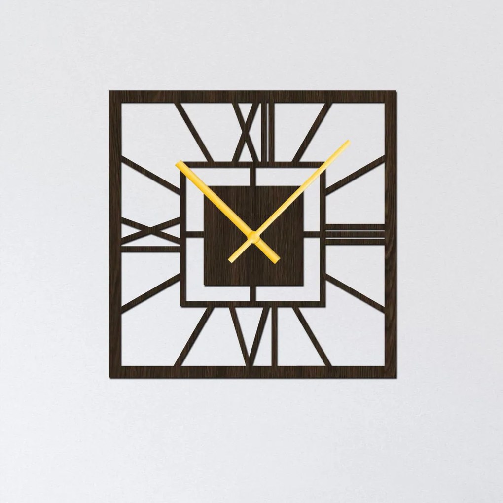 dřevo života Nástěnné hodiny SQUARE Zvolte barvu dekoru: Wenge, Zvolte velikost hodin (cm): 40x40, Barva ručiček: Stříbrné