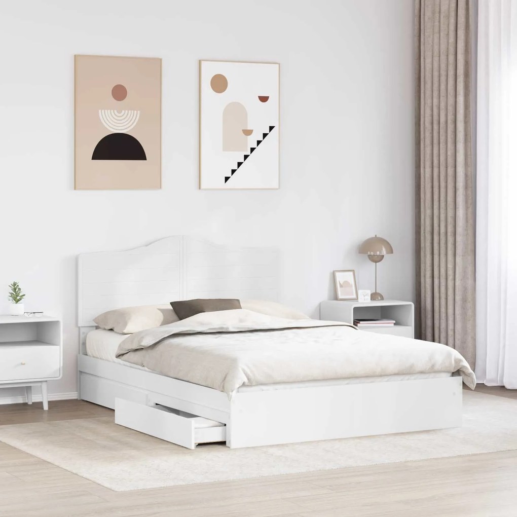 Postel s úložným prostorem Bílá 140 x 200 cm Kompozitní dřevo 3413499
