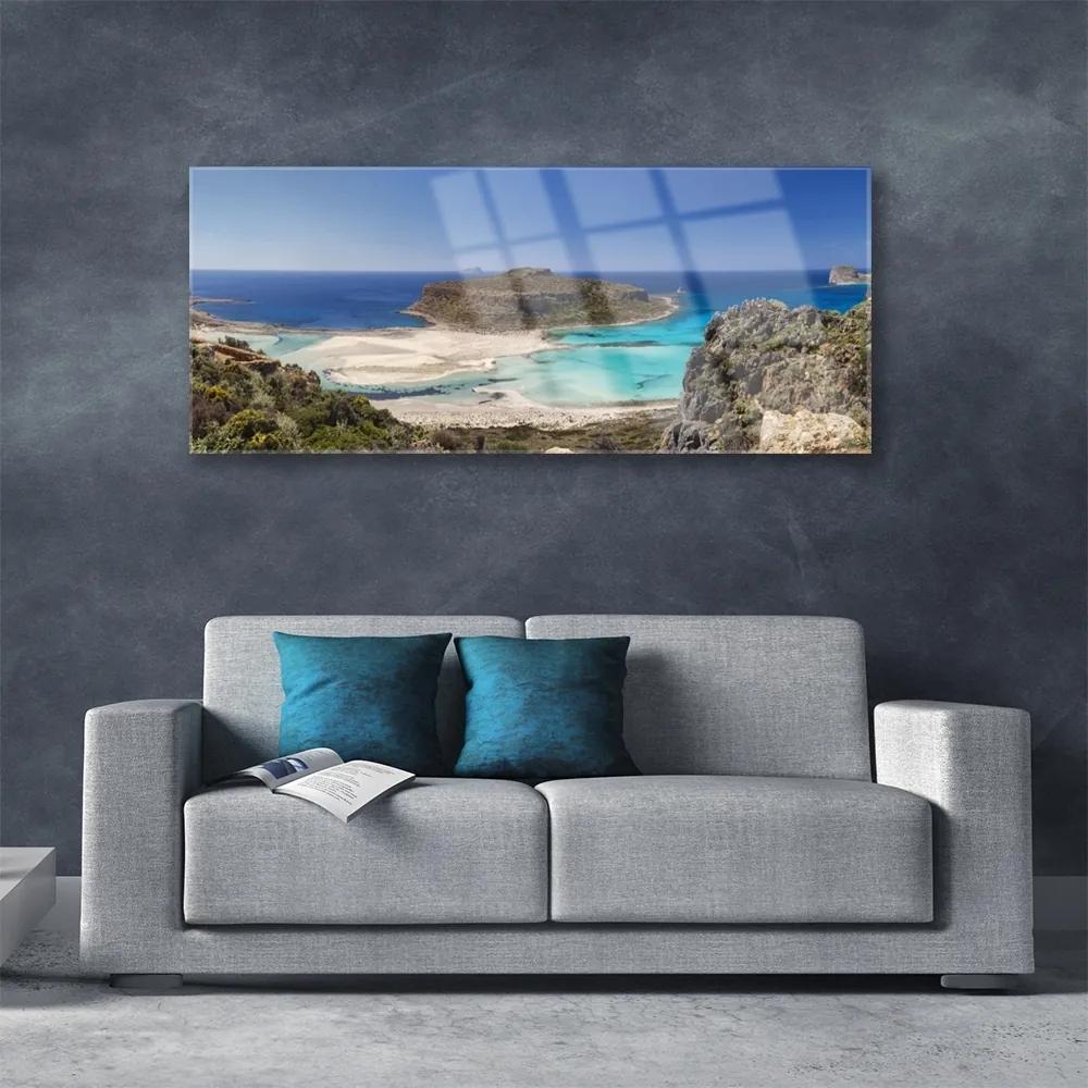 Plexisklo-obraz Ostrov Moře Pláž Hory 125x50 cm