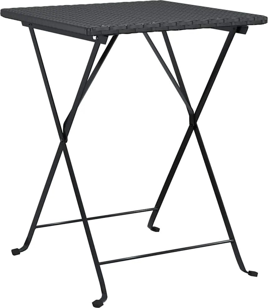 3dílný skládací bistro set černý polyratan 319989