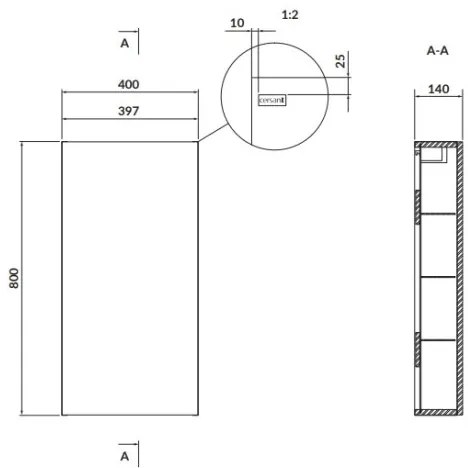 Cersanit Larga, závěsná skříňka 40cm, šedá matná, S932-003