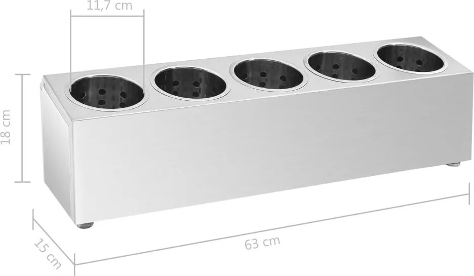 vidaXL Stojan na příbory 5 košíků obdélníkový nerezová ocel [51228]