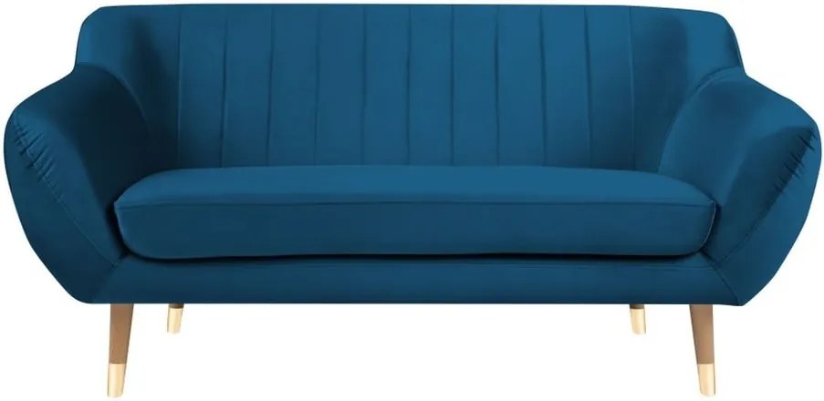 Modrá sametová pohovka Mazzini Sofas Benito, 158 cm