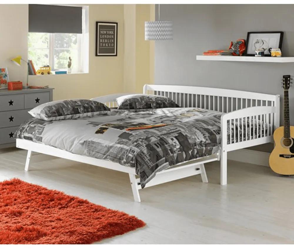 Dětská rozkládací postel s přistýlkou, bílá, masiv, PEDREZA
