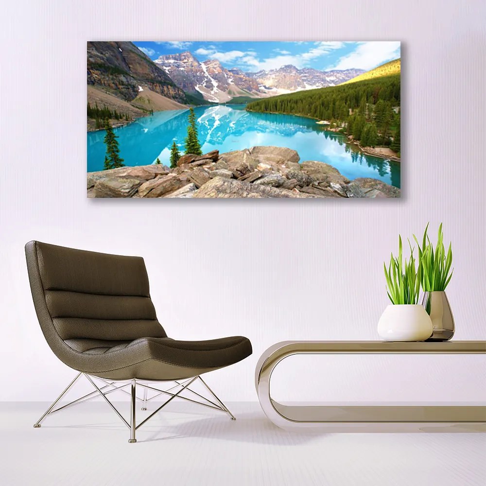 akrylový obraz Hory Jezero Příroda 120x60 cm