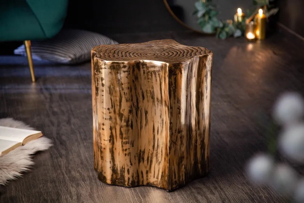 Designový odkládací stolek Malia Organic zlatý