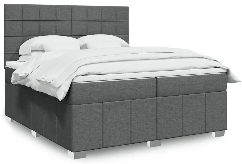 Box spring postel s matrací tmavě šedá 200x200 cm textil