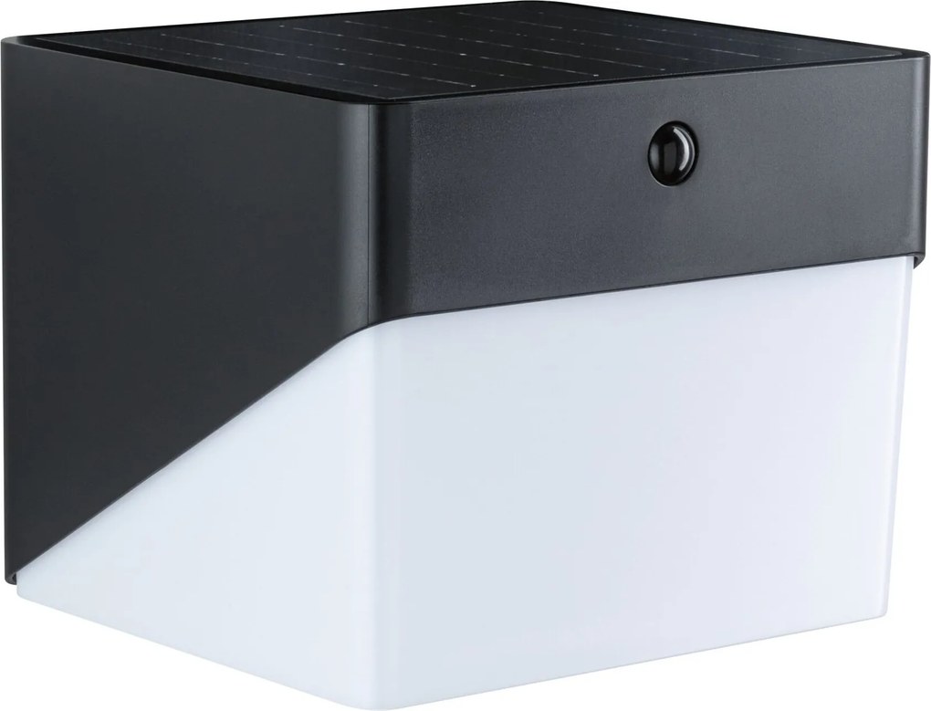 P 95746 Hybrid LED venkovní nástěnné svítidlo Lioren domovní 230V + solární IP44 hranaté 170x170mm 3000K 2,3W 230V černá - PAULMANN