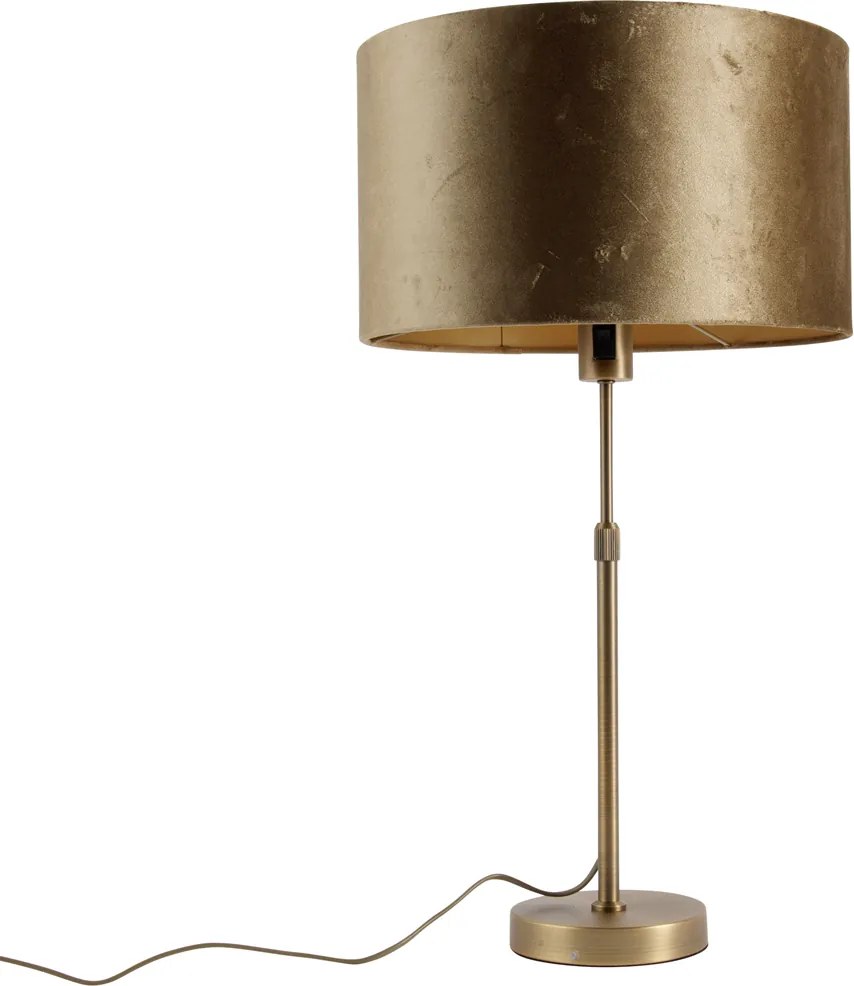 Stolní lampa bronzová se sametovým stínidlem bronzová 35cm - Parte Biano.cz