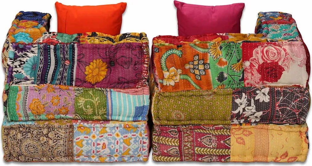 2místný modulární pouf patchwork textil 244977