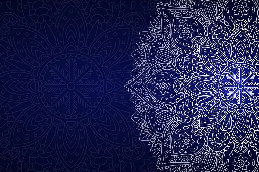 Samolepící tapeta tmavě-modrá Mandala - 225x150 cm