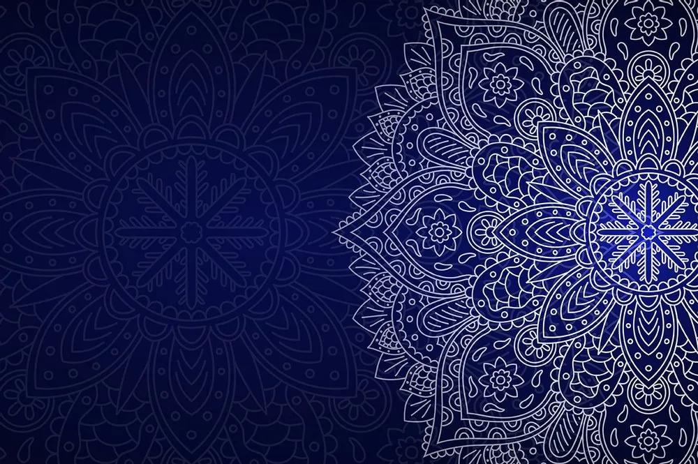 Samolepící tapeta tmavě-modrá Mandala - 300x200 cm