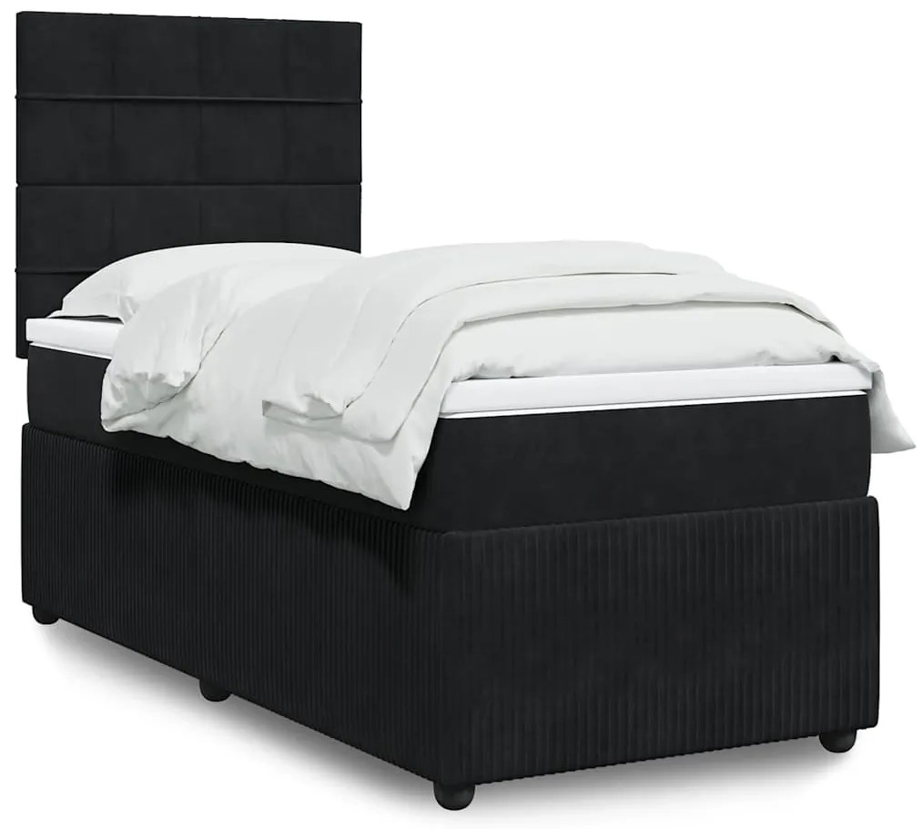 Box spring postel s matrací černá 100x200 cm samet 3292264